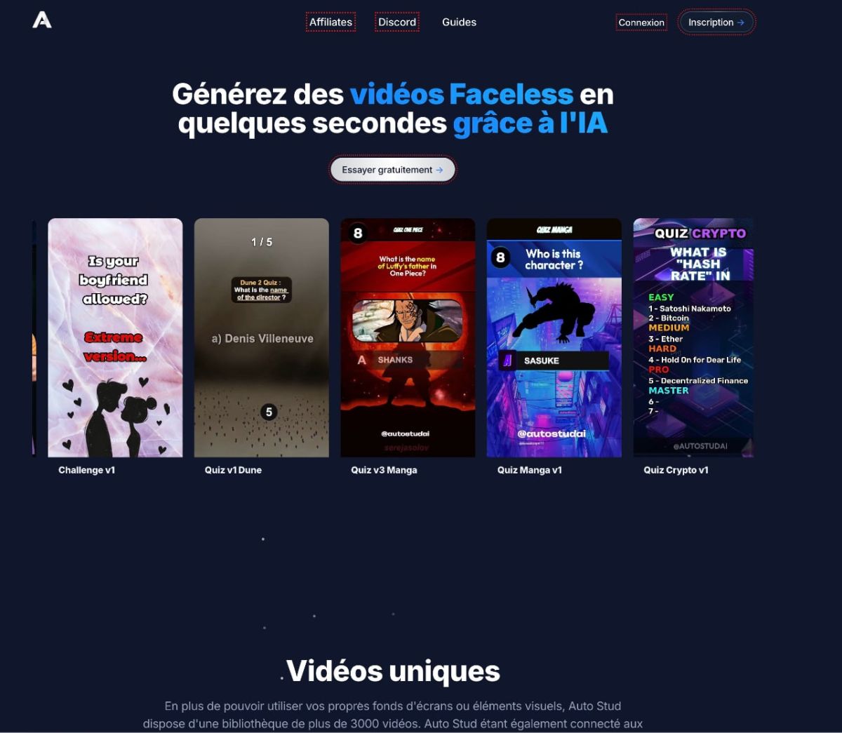 Avis Auto Stud et code promo : Outil TikTok pour créer des Quiz ...